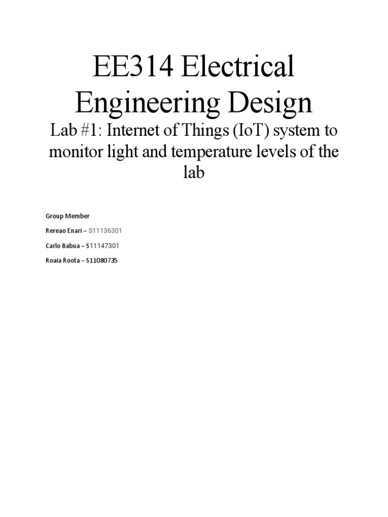 EE314 Lab 1 Final | PDF | Internet Of Things | Microcontroller