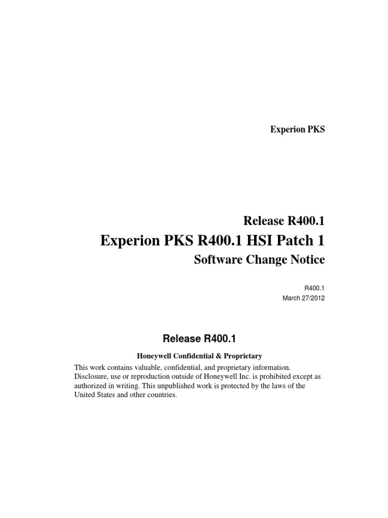 Experion PKS R400.1 HSI Patch 1 | PDF | Computer File | Trademark