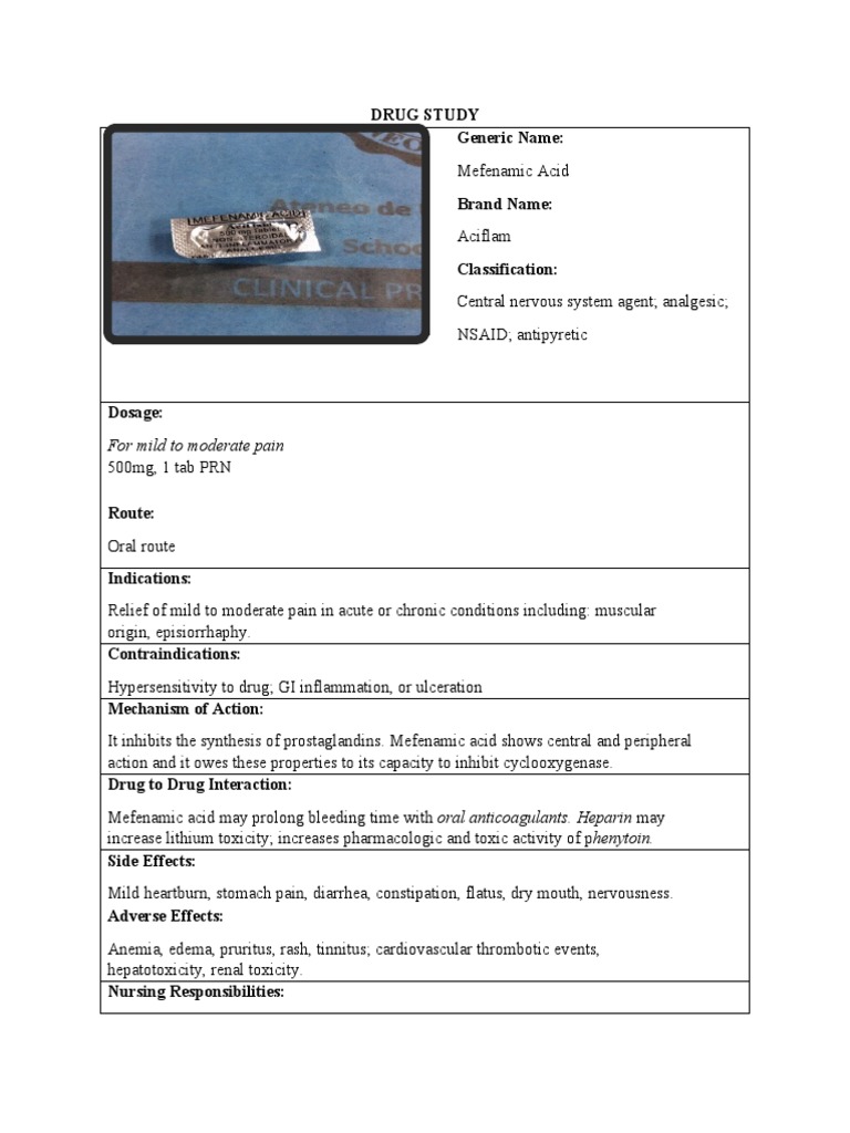 Mefenamic Acid Drug Study | PDF