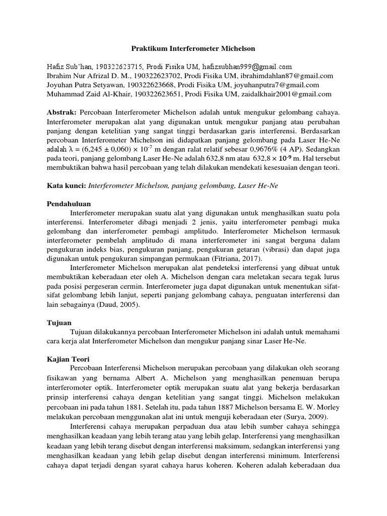 Interferometer Michelson | PDF