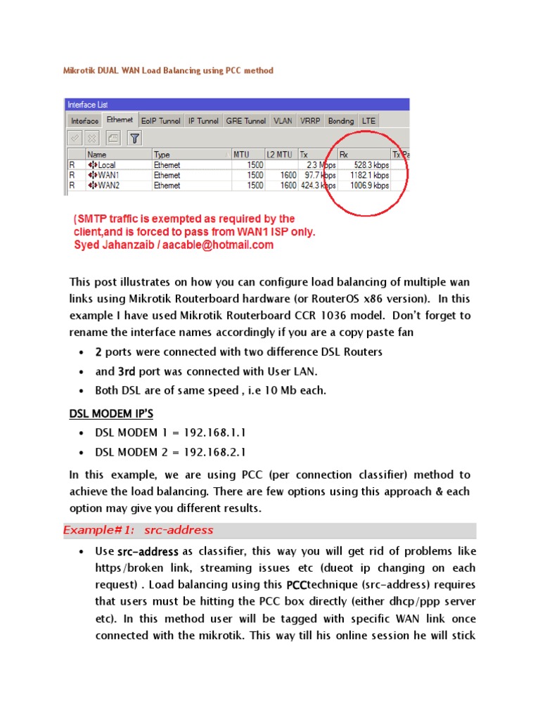 Mikrotik DUAL WAN Load Balancing Using PCC Method - 1 | PDF | Load Balancing (Computing ...