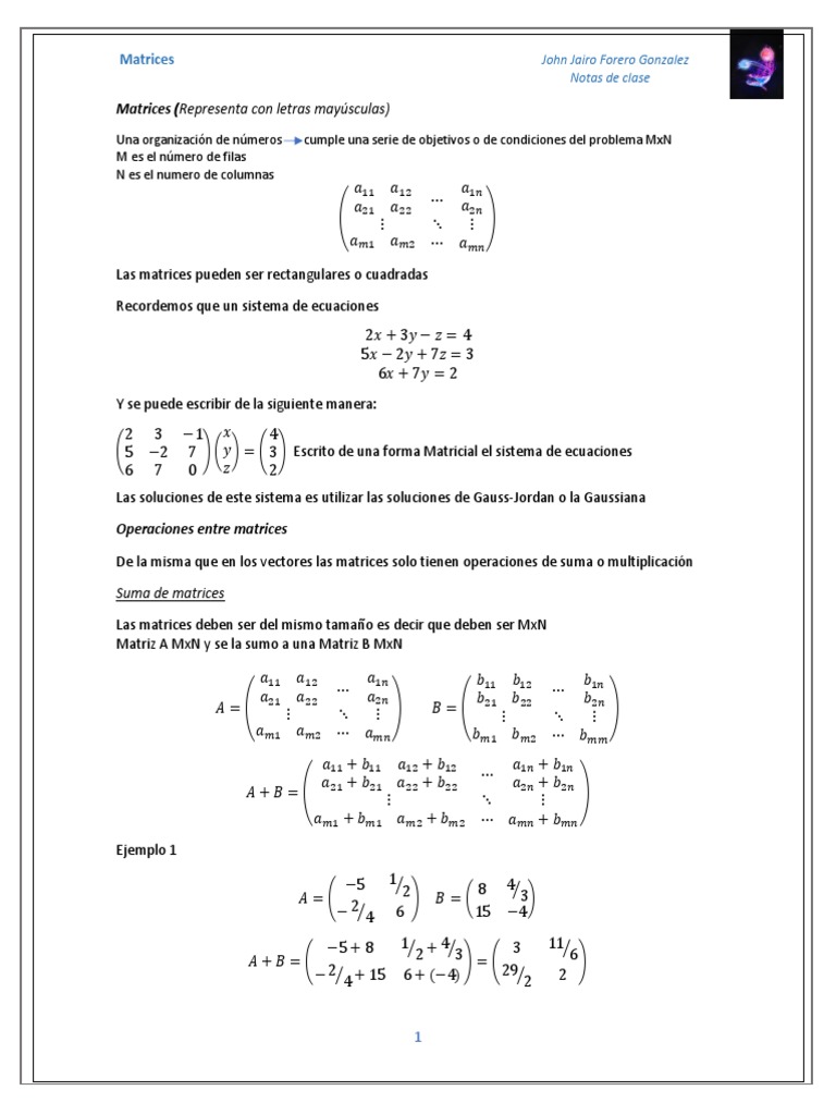 Matrices y Operaciones Con Matrices | PDF | Matriz (Matemáticas) | Álgebra abstracta