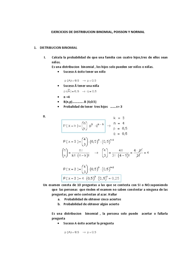 Ejercicios de Distribucion Binomial | PDF | Distribución de probabilidad | Distribución de veneno
