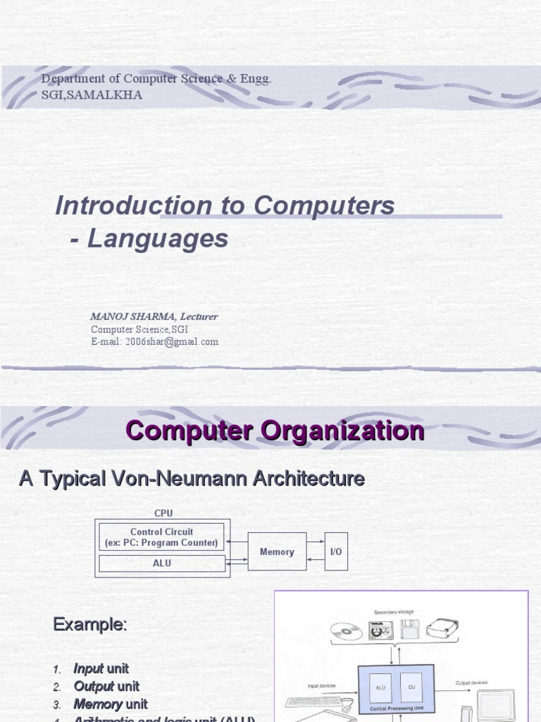 Introduction To Computers - Languages: Department of Computer Science ...
