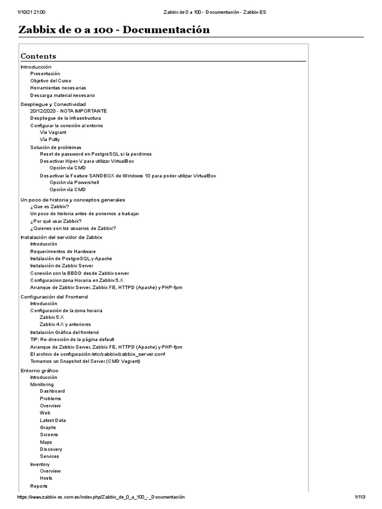 Zabbix de 0 A 100 - Documentación - Zabbix-ES | PDF | Mi sql | Servidor HTTP Apache