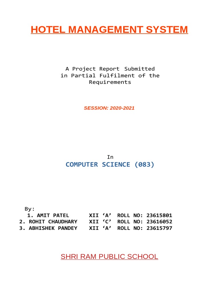 Hotel Management System | PDF | Software Development | Computer Science