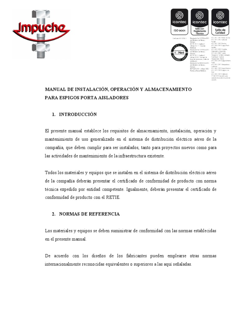 Manual Espigos Porta Aisladores | PDF | Zinc | Hierro