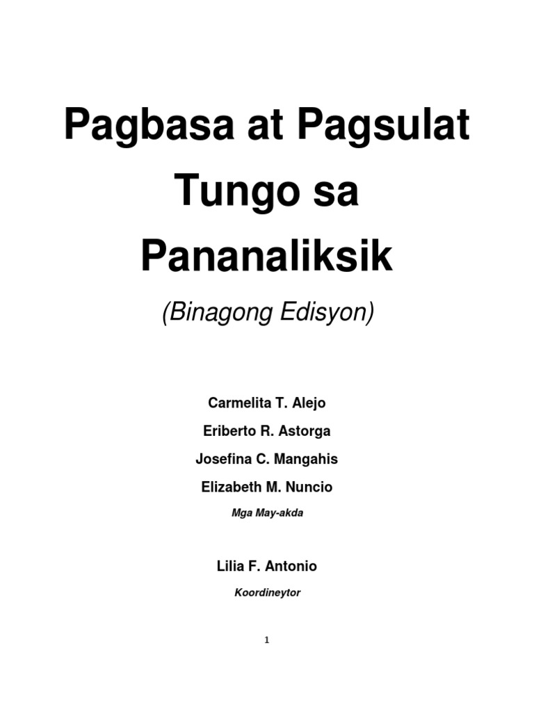 Pagbasa at Pagsulat 1 PDF | PDF