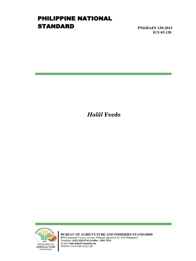 Philippine National Standard: Halâl Feeds | PDF | Animal Feed | Foods