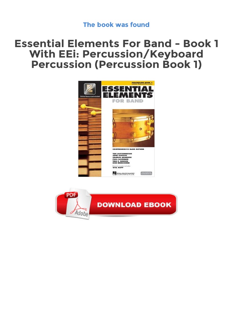 Essential Elements For Band Book 1 With Eei Percussion Keyboard ...