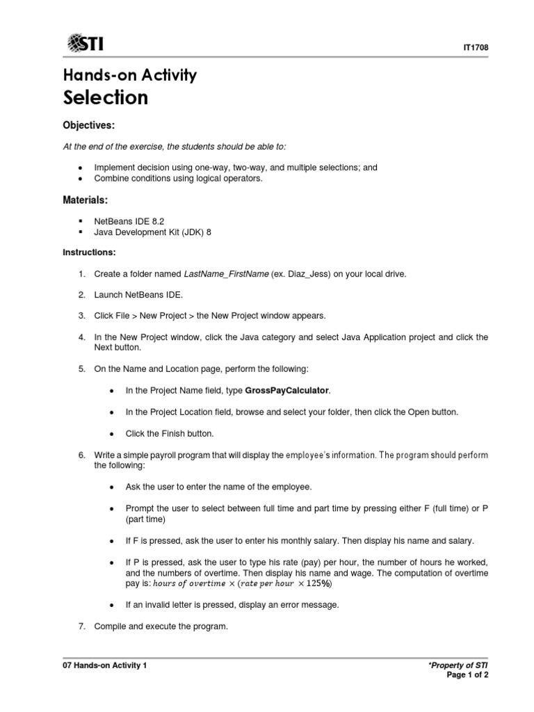 07 Hands-On Activity 1 - ARG | PDF | Java (Programming Language ...