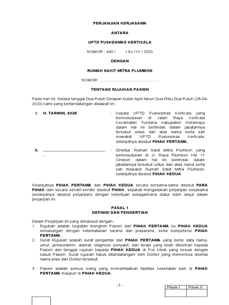 Mou - Rujukan - 2019 RS Mitra Plumbon | PDF