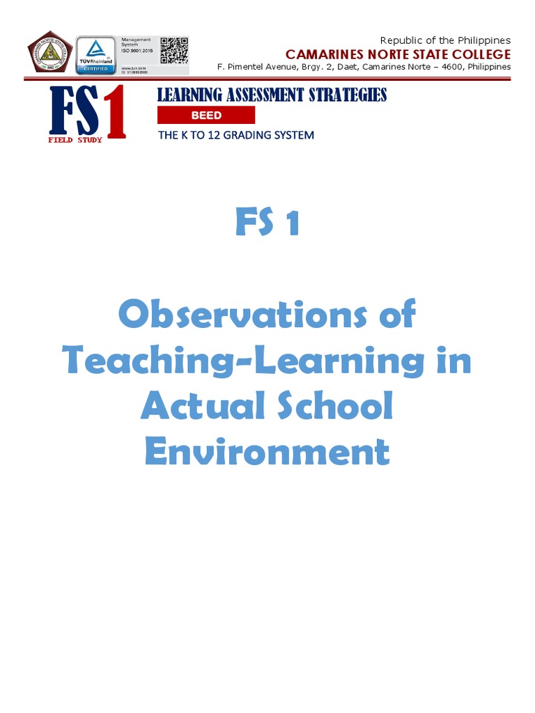 FS 1 Learning Episode 1 | PDF | Classroom | Schools