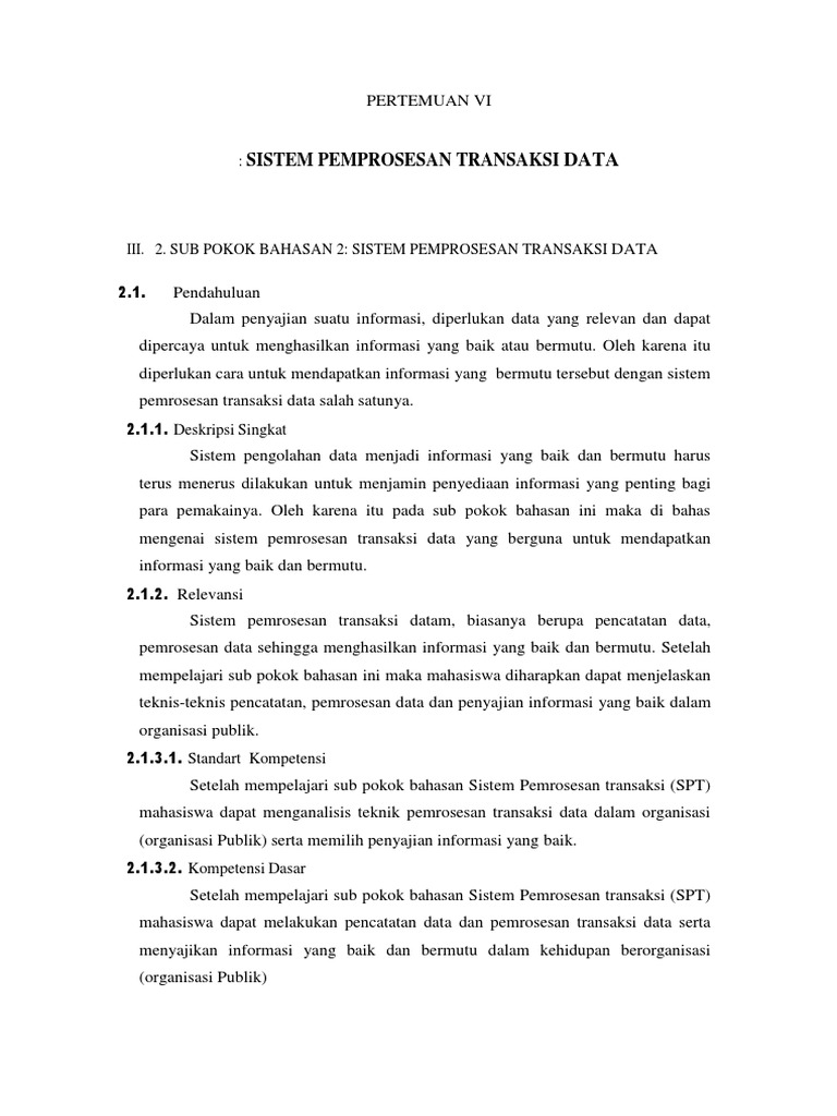 Sistem Pemprosesan Transaksi Data | PDF