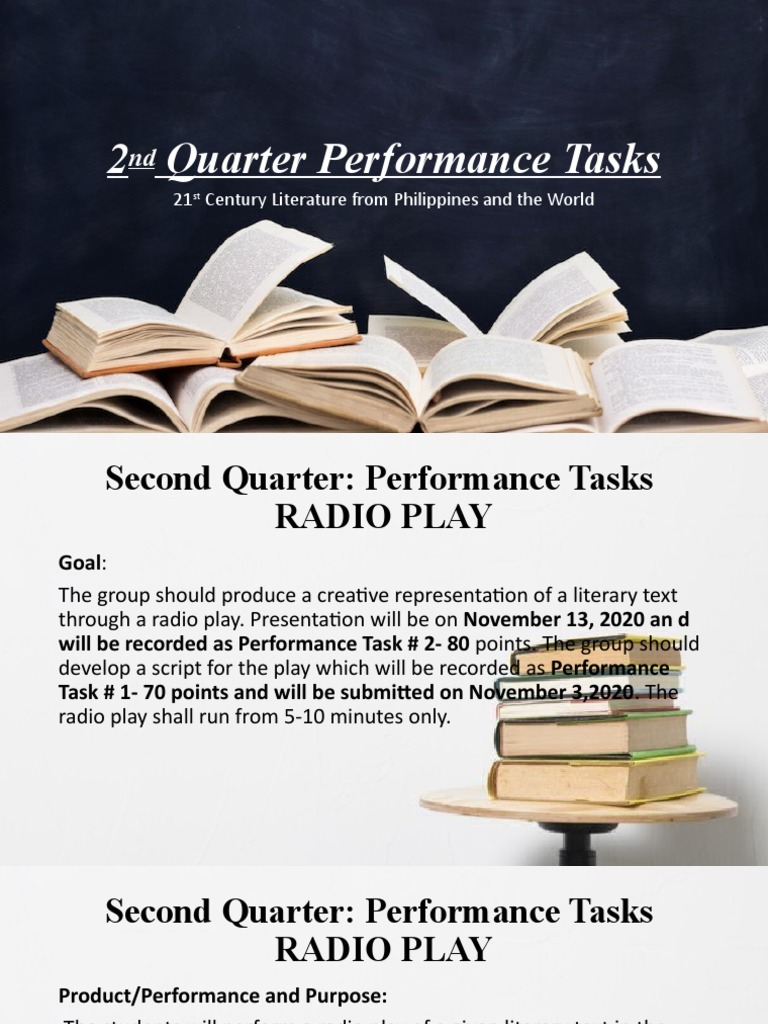 2 Quarter Performance Tasks: 21 Century Literature From Philippines and ...