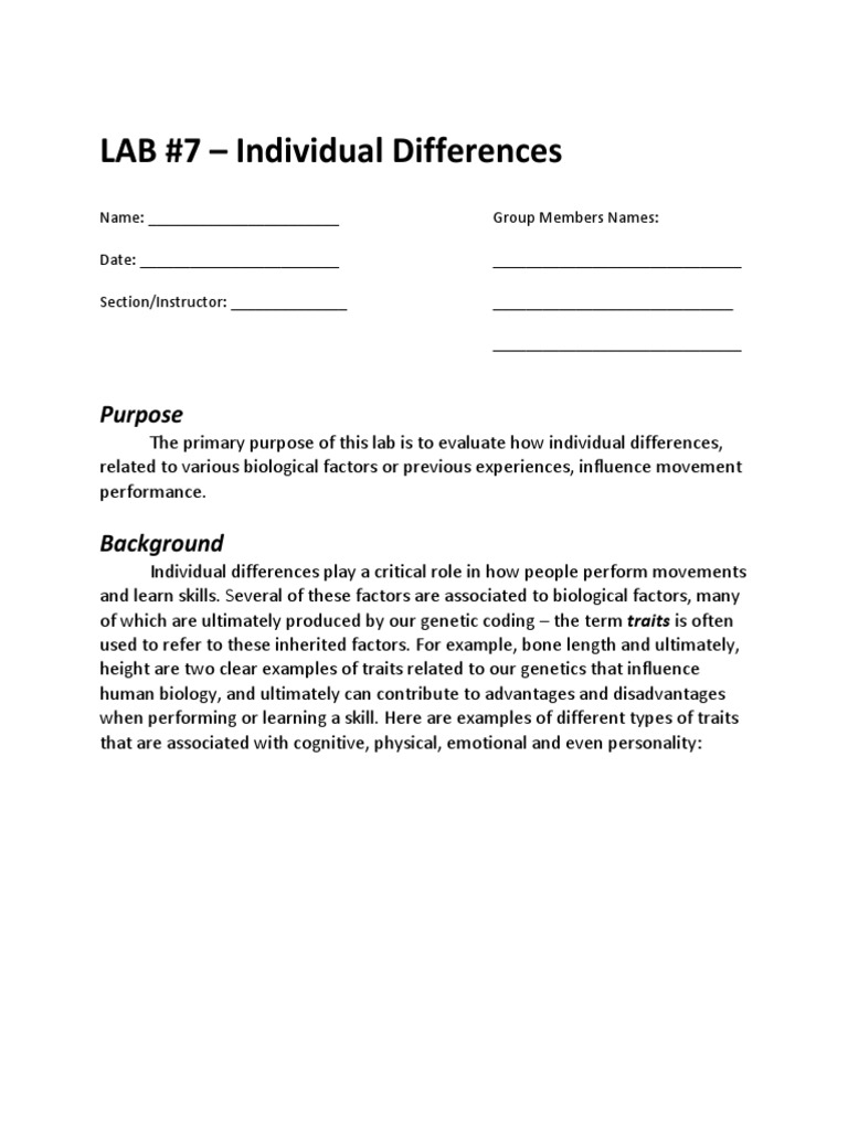 Lab #7 - Individual Differences | PDF | Experiment | Correlation And Dependence