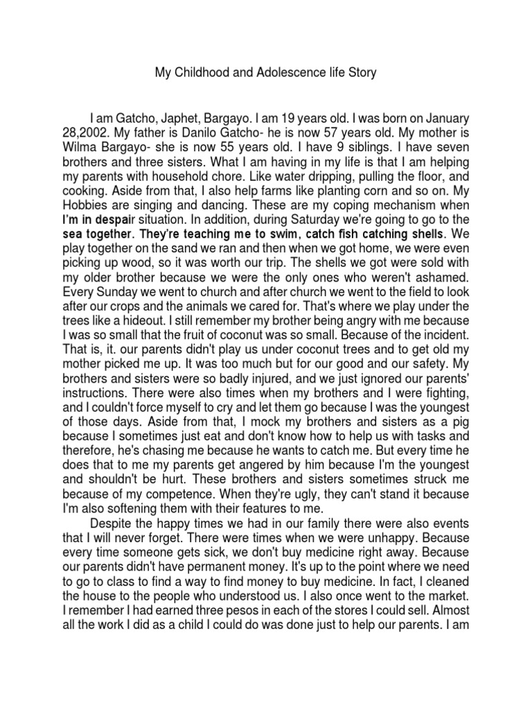 My Childhood and Adolescence Journey | PDF | Teachers