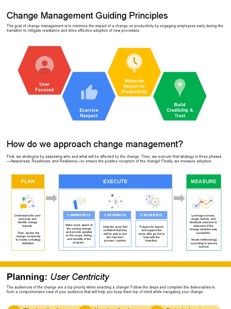 Change Management Guiding Principles: User Focused Minimize Impact On Productivity Build ...