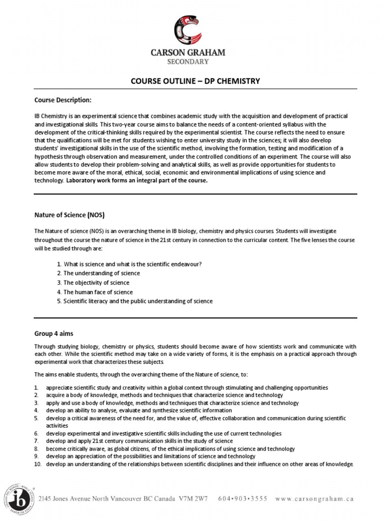 IB Chemistry Course Outline and Assessment | PDF | Educational ...