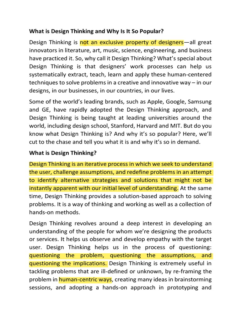 What Is Design Thinking and Why Is It So Popular | PDF | Design ...