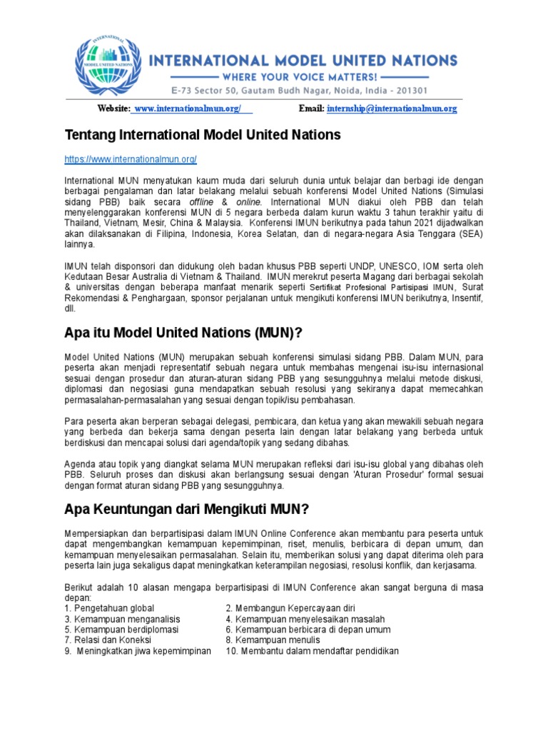 Tentang International Model United Nations | PDF