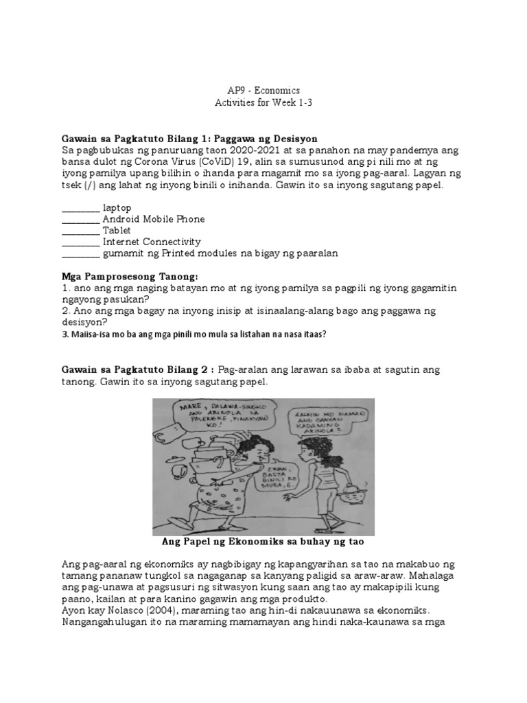 Ap9 Week 1 3 Activities | PDF