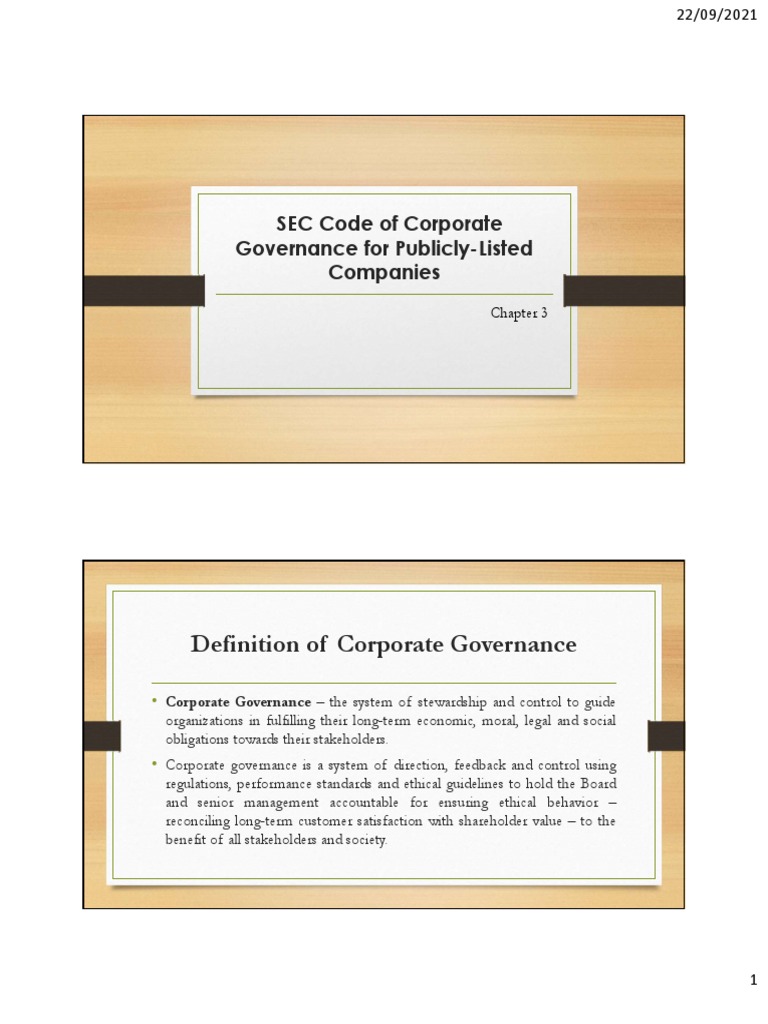 Ch3 SEC Code of Corporate Governance | PDF | Business
