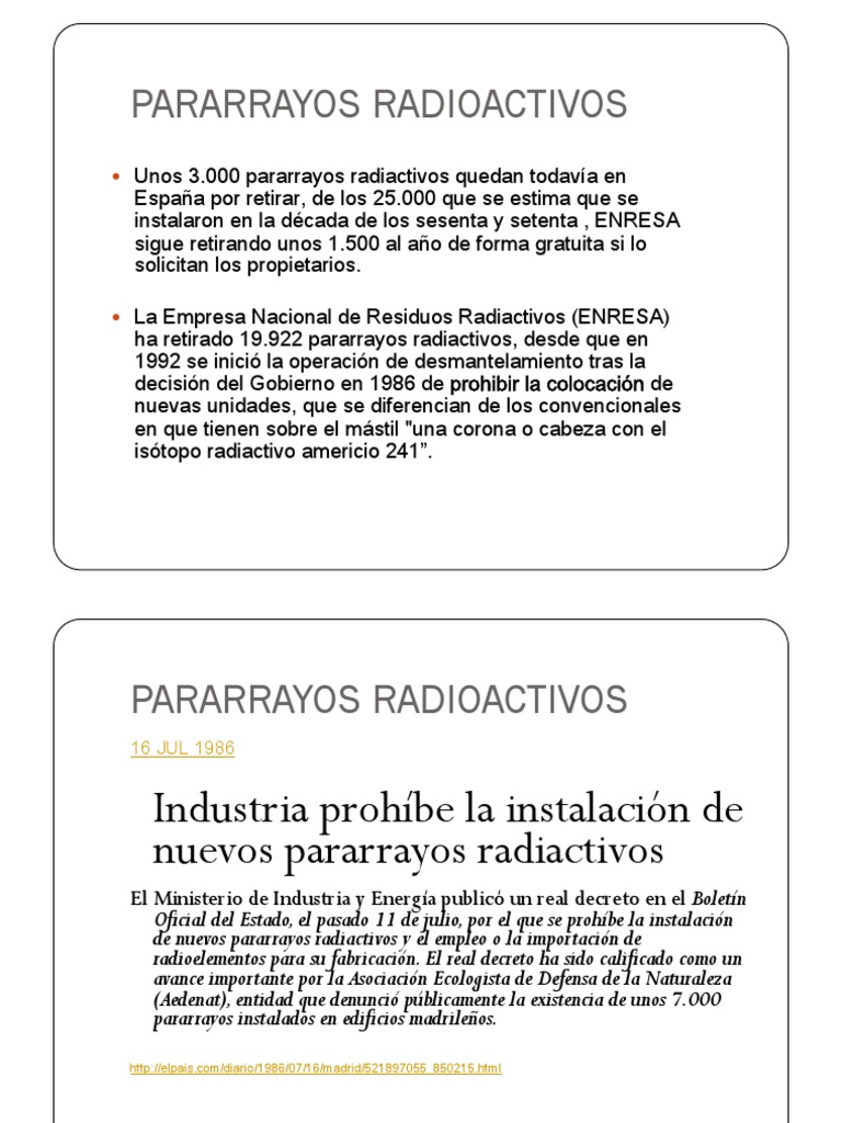Catalogo Pararrayos Radioactivos | PDF | Desintegración radioactiva ...