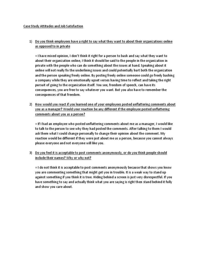 Case Study Attitudes and Job Satisfaction 2 | PDF | Self-Improvement