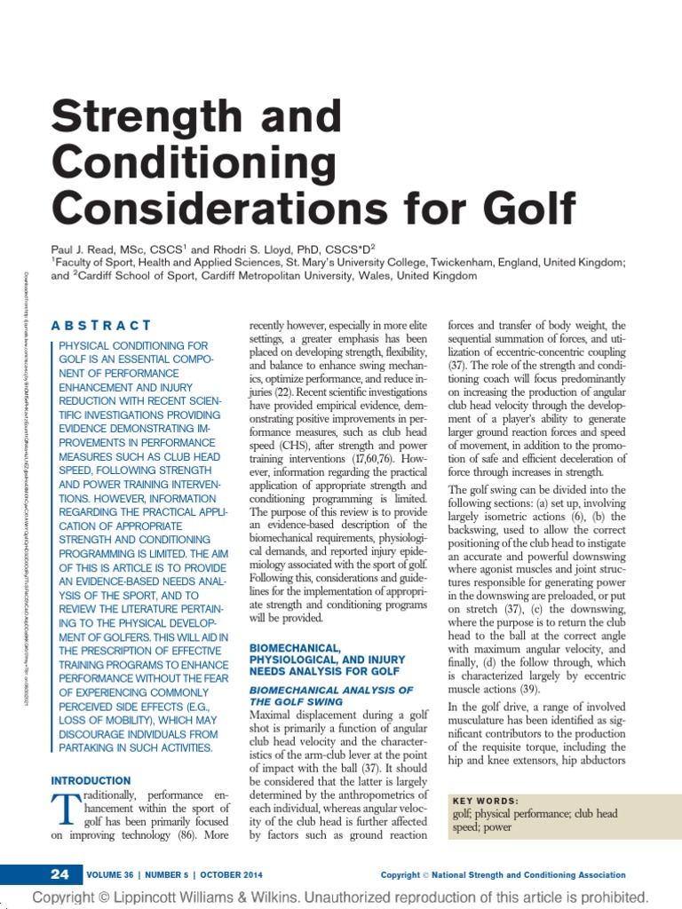 Strength and Conditioning Considerations For Golf.3 | PDF | Strength ...