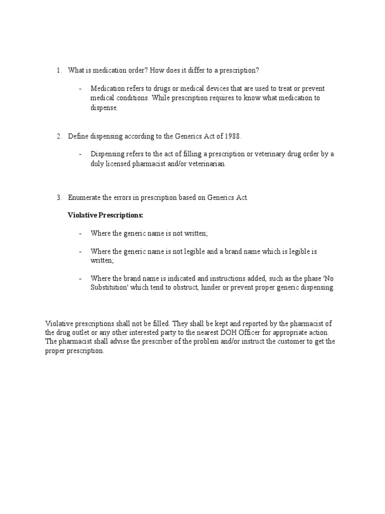Assignment 1 Presciption and Medication Order | PDF | Medical ...