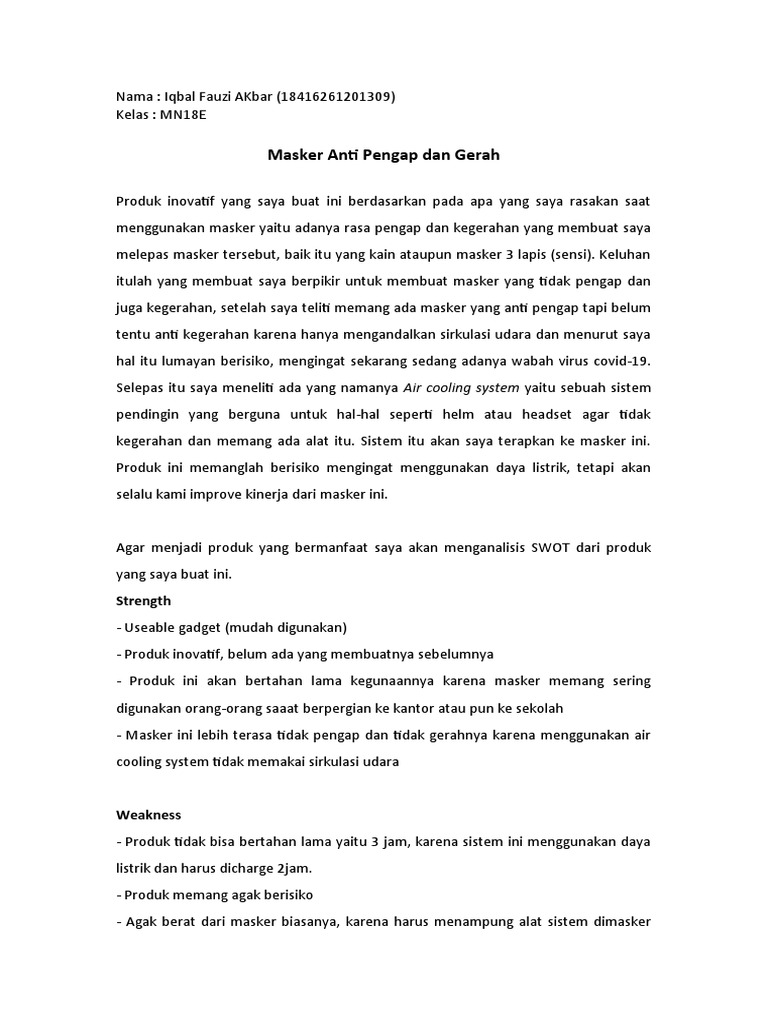 Tugas KWU - Analisis SWOT Produk | PDF