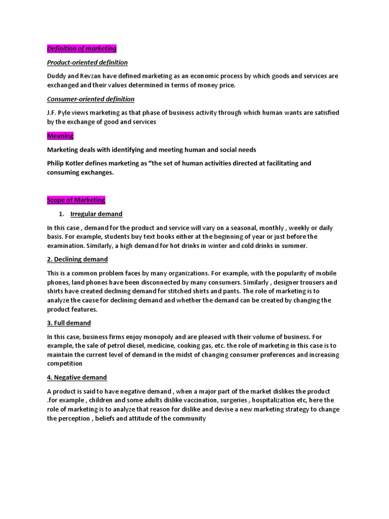 Marketing Management - Notes | PDF | Marketing | Market Segmentation