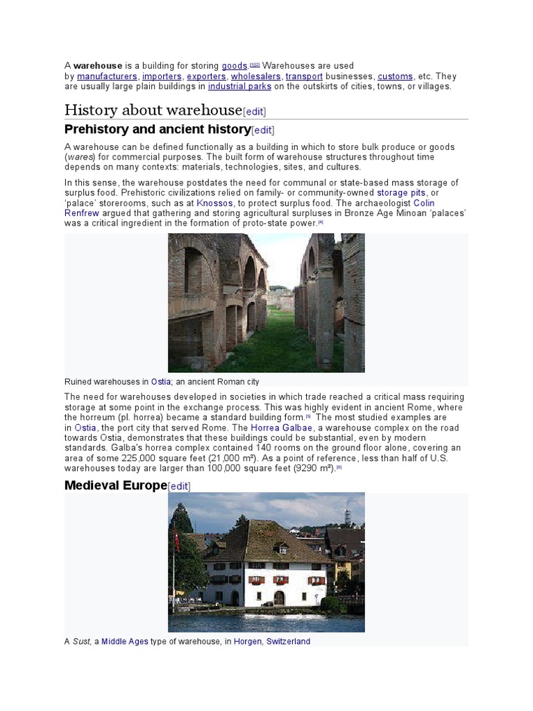 History About Warehouse: Prehistory and Ancient History | PDF ...