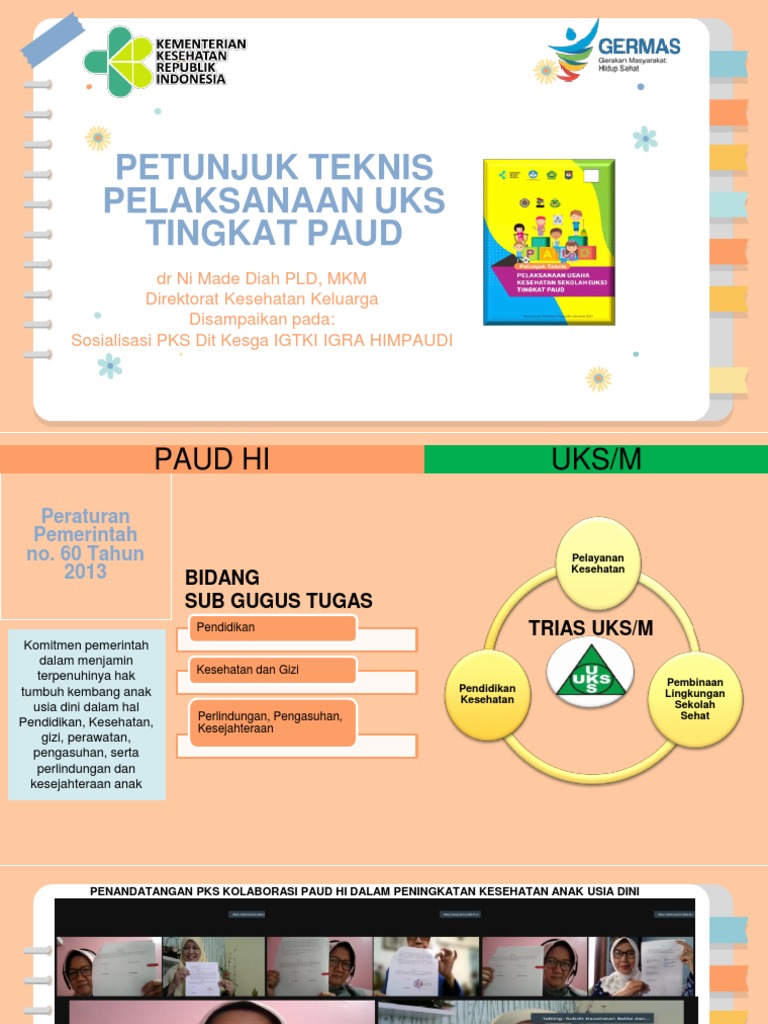 Petunjuk Teknis UKS PAUD - Sosialisasi PKS 040821 | PDF