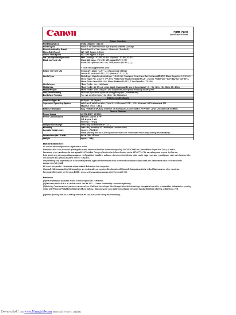 Pixma IP2700 Service Manual | PDF | Printer (Computing) | Microsoft Windows