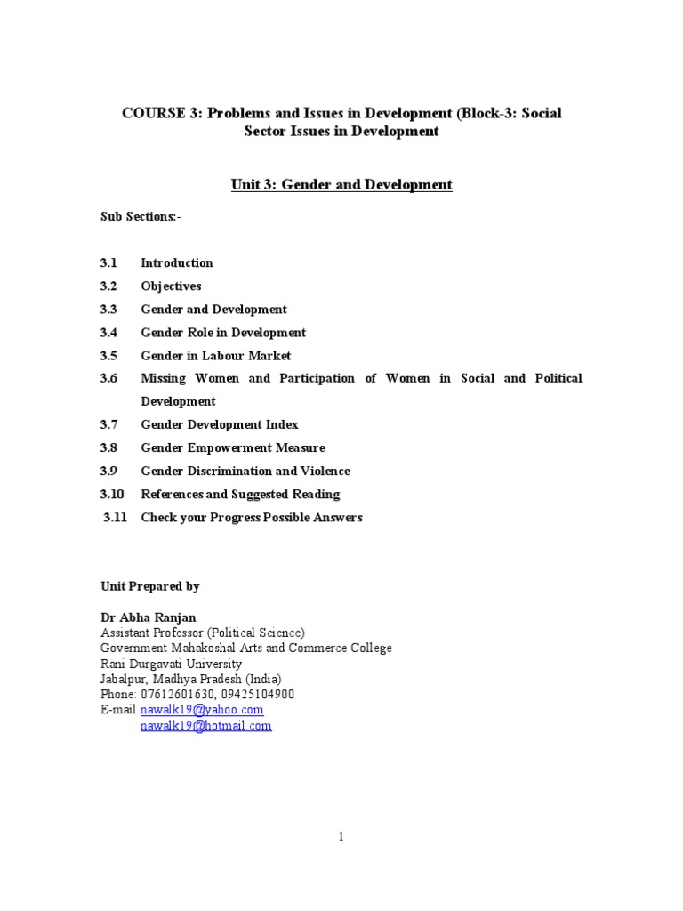 Gender and Development Unit | PDF | Gender | Gender Studies