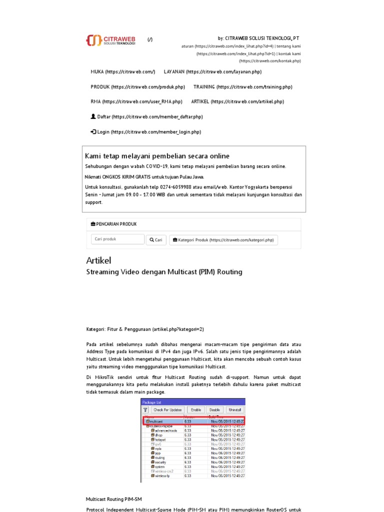 Mikrotik - ID - Streaming Video Dengan Multicast (PIM) Routing | PDF ...