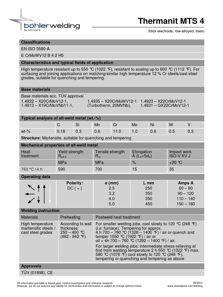 T - Thermanit MTS 4 - Se - en - 5 | PDF | Steel | Construction