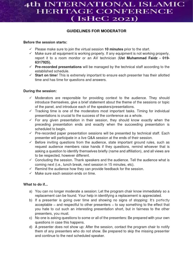Guidelines For Moderators | PDF