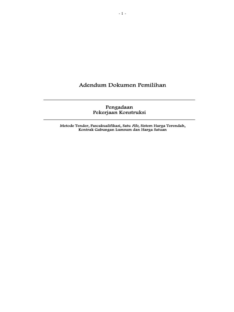 Adendum Dokumen Pemilihan | PDF