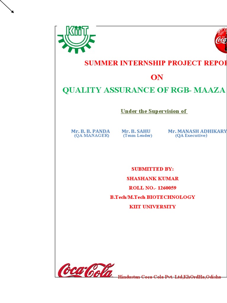 Coca Cola Project | PDF | The Coca Cola Company | Water Purification