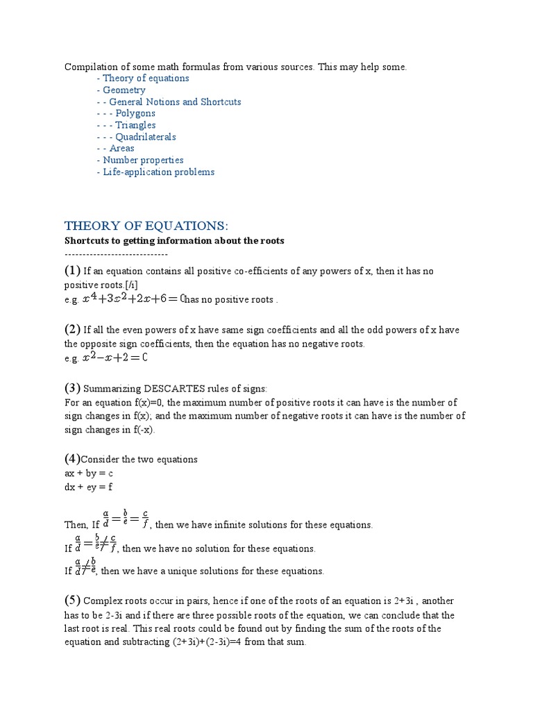 Math formulas and concepts compilation for reference | PDF | Triangle ...