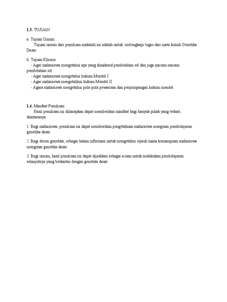 Tujuan & Manfaat Penulisan | PDF