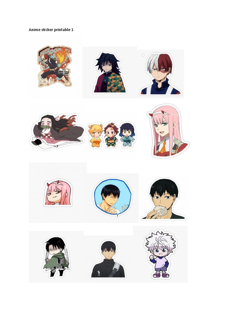Anime Sticker Printable 1 | PDF