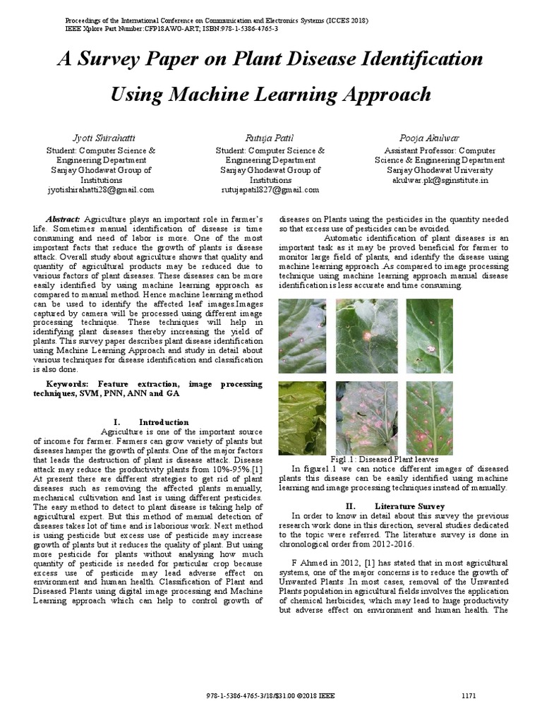 A Survey Paper On Plant Disease Identification Using Machine Learning ...