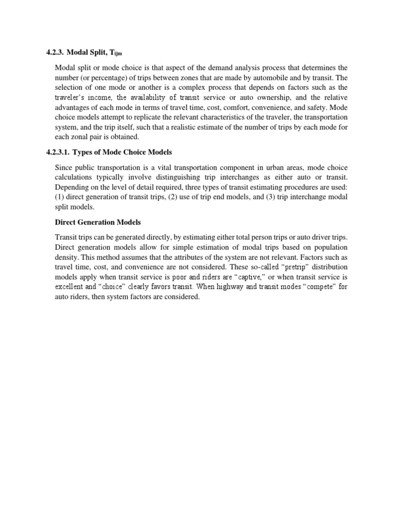 4.3.1 Modal Split - Direct, Trip Interchange | PDF | Public Transport ...