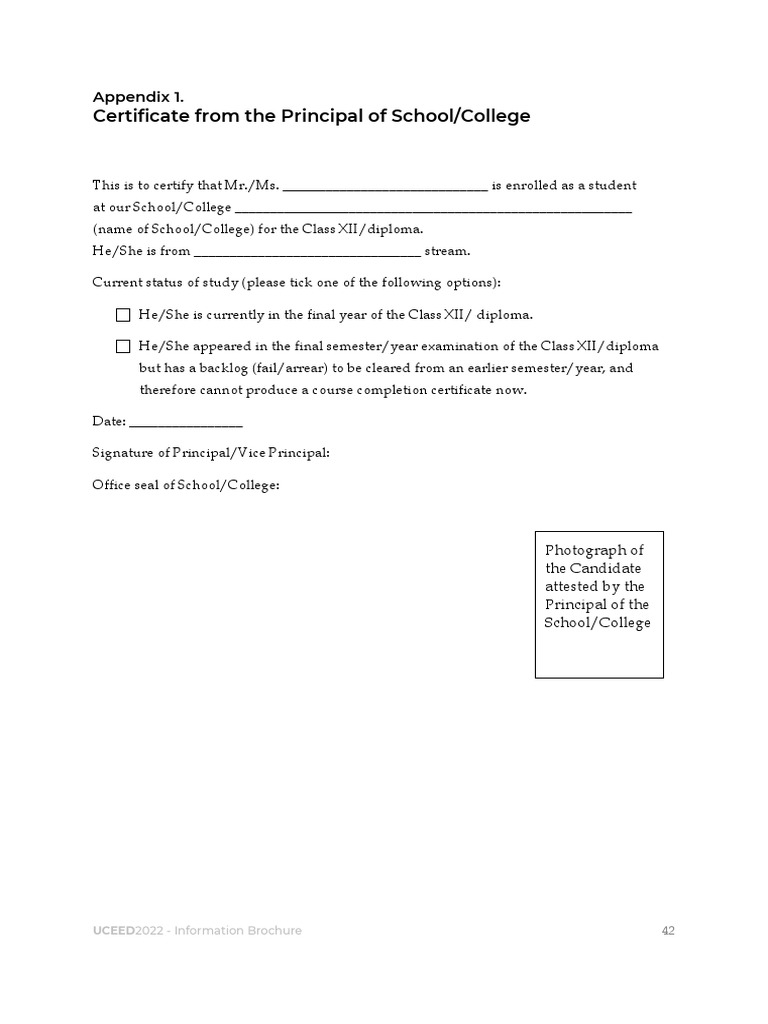 Principal Certificate Format | PDF