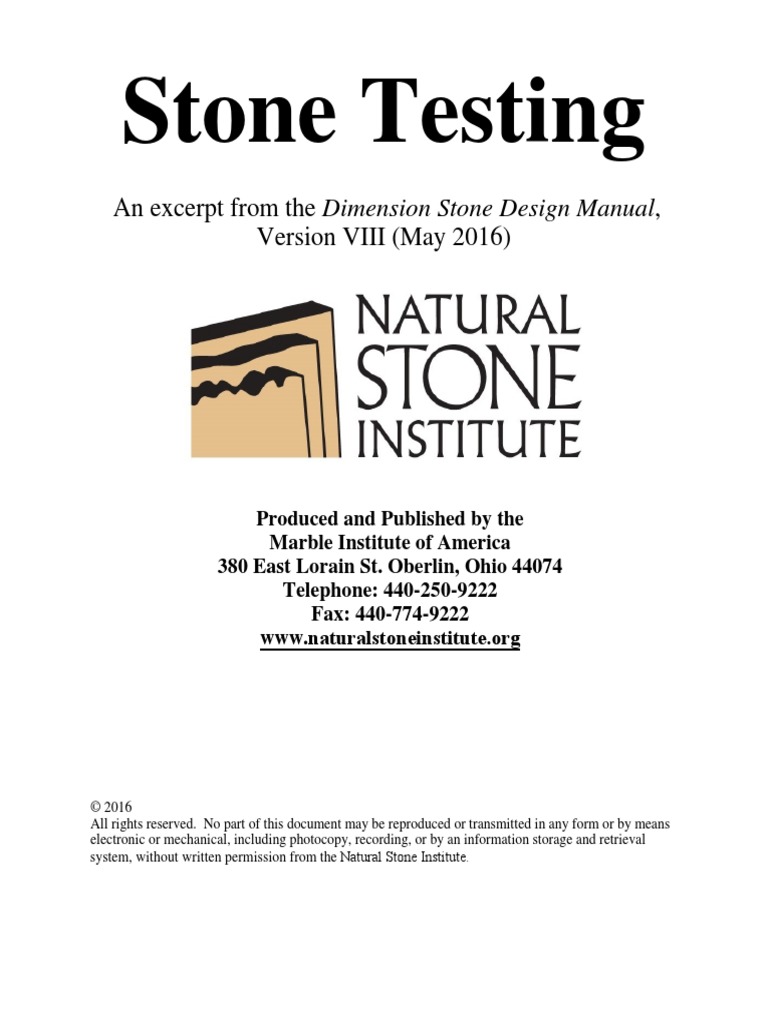 Stone Testing: An Excerpt From The Dimension Stone Design Manual ...