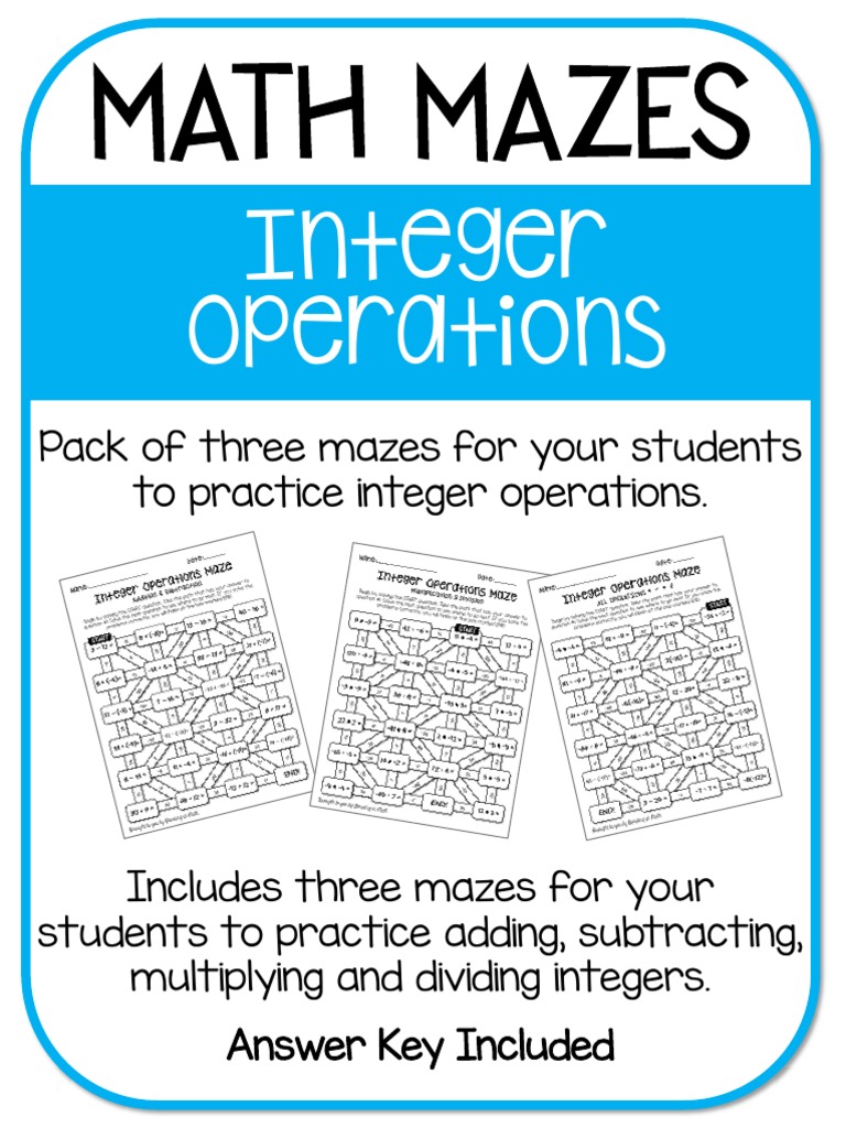 Integer Operations: Math Mazes | PDF | Mathematics | Arithmetic